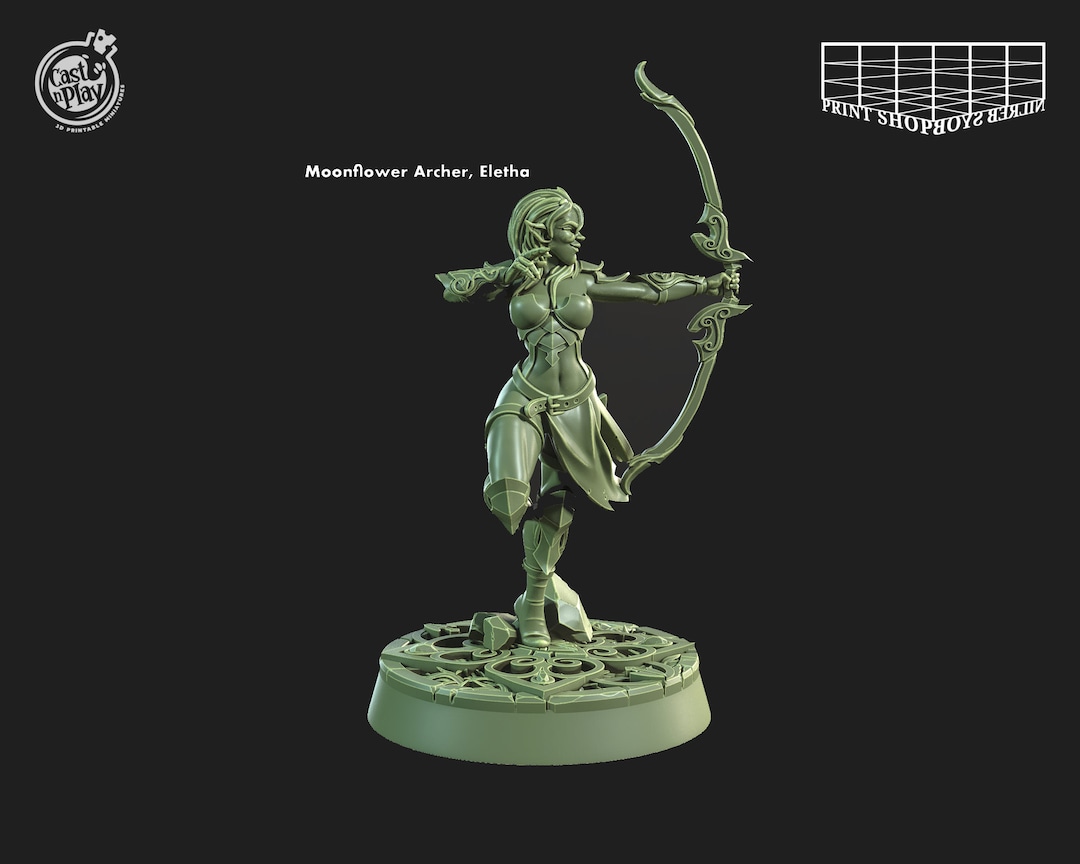 Elf Ranged Fighter Miniature Female Wood Elf Ranger Arrow Fired Figure ...