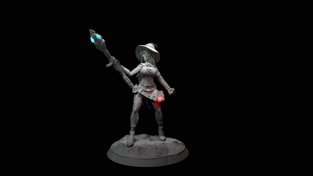Sorceress With Staff Miniature Female Mage Miniature For Etsy