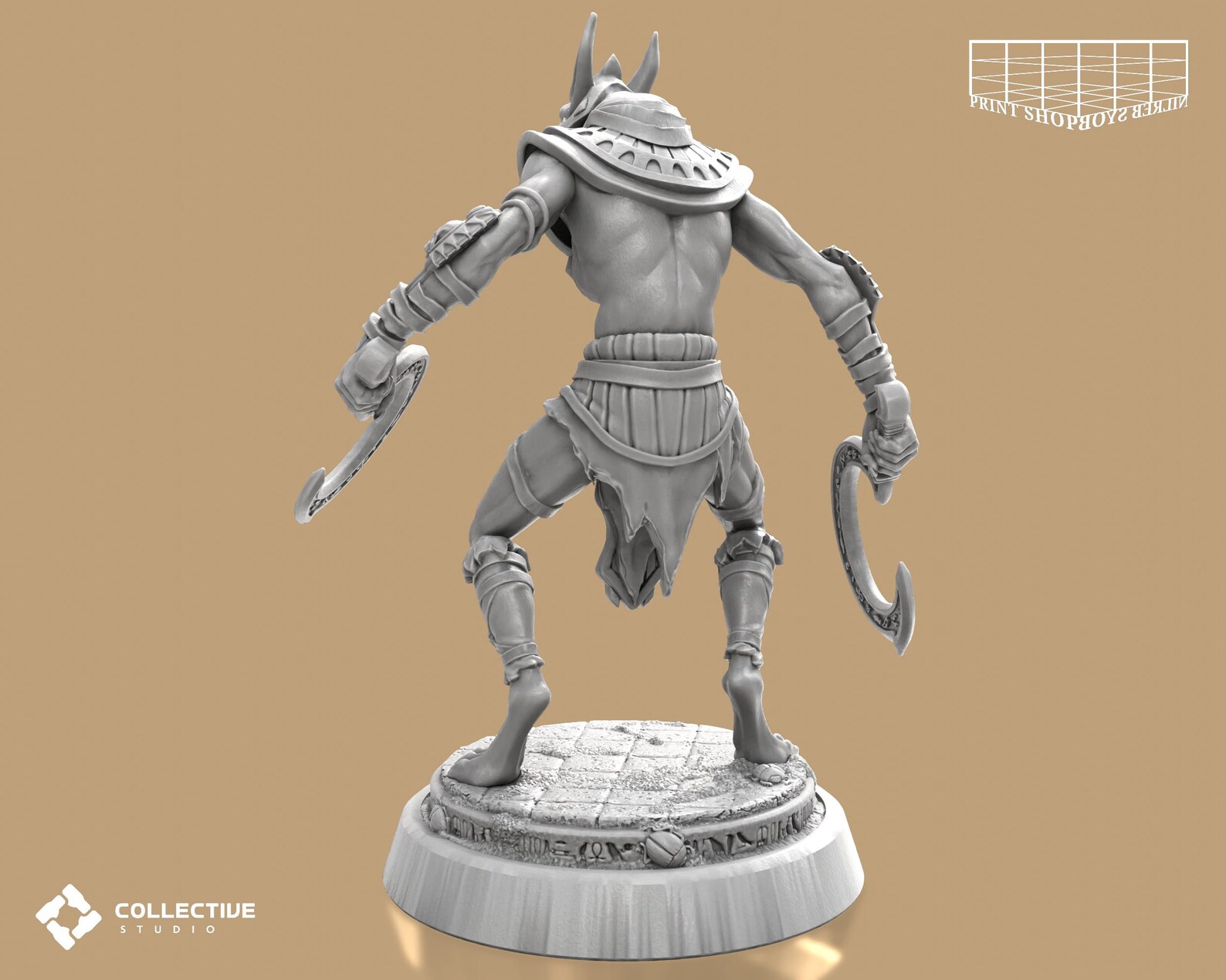 Jackal Fighter Miniature | Jackal Warrior Scythe Figure | Desert ...