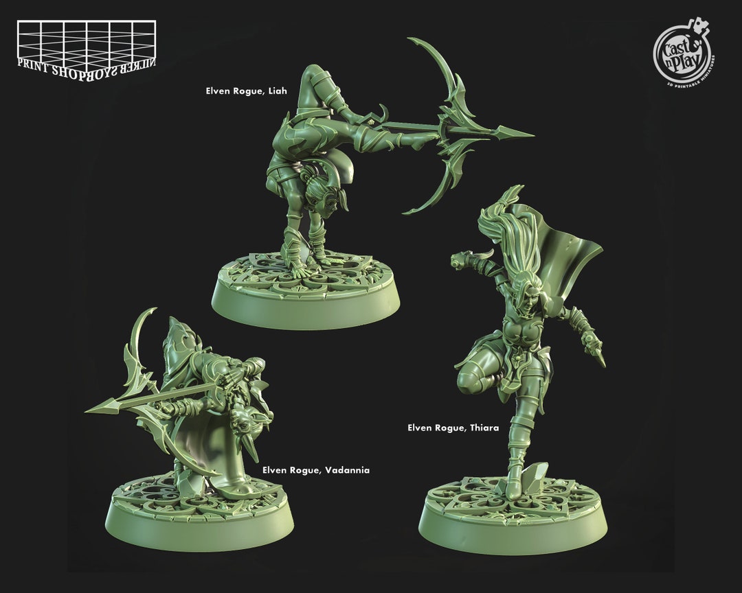 Elf Villains Miniature Set Female Elven Mystwood Assassin Figure Pack ...