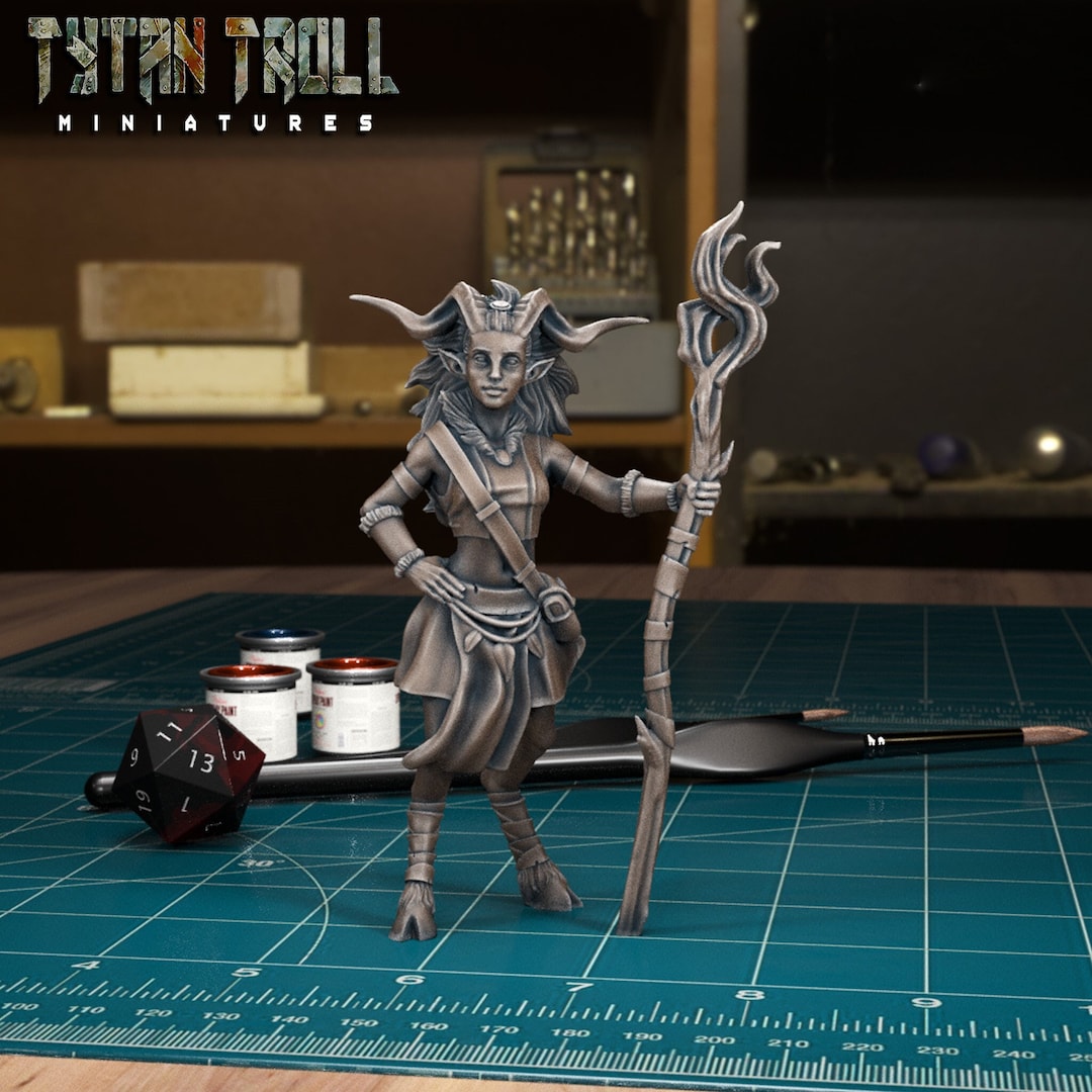 Faun Sorceress Miniature Female Satyr Wizard Figure Woodland Beings for ...