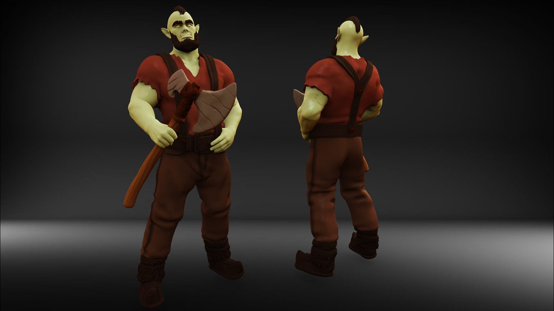 Half-orc Lumberjack Miniature | Half-orc Wood Cutter Miniature ...