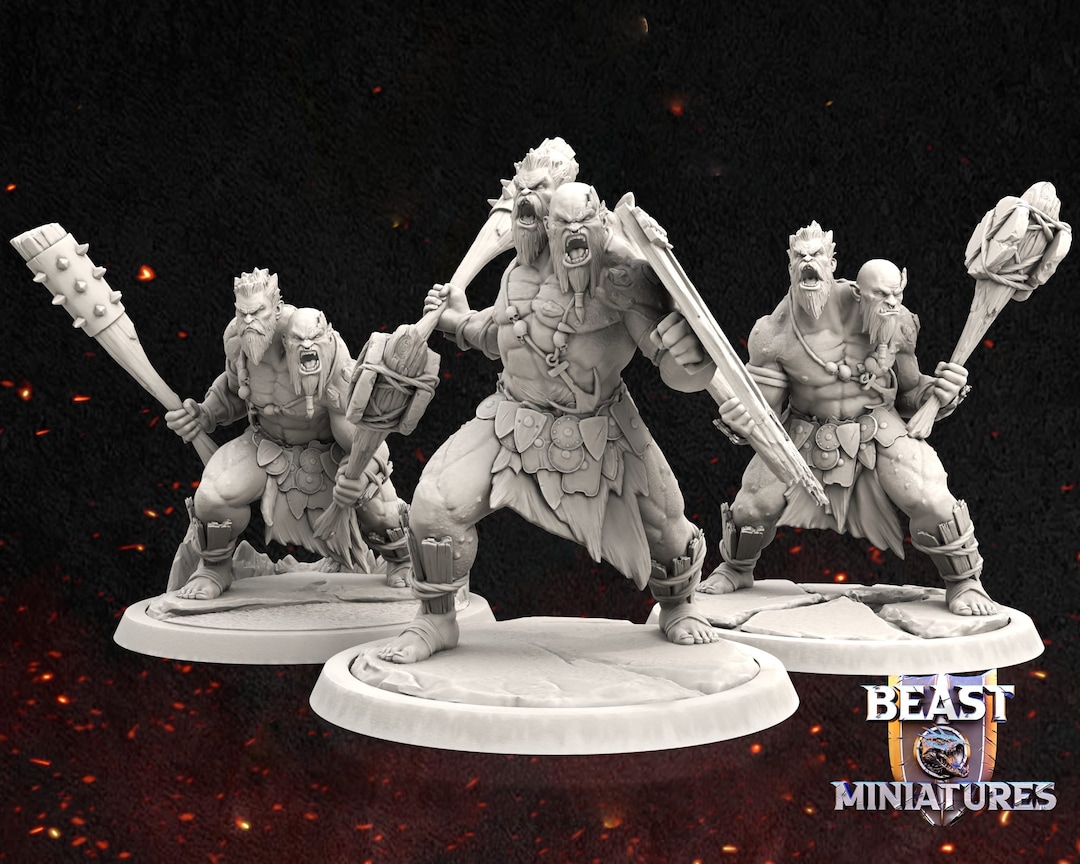 Double-headed Giant Miniature Set Siege Ettin Miniature Pack for D&D 5e ...