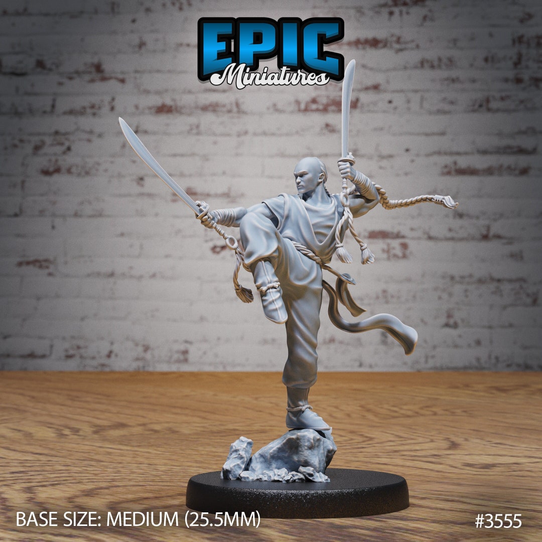 Monk With Saber Miniature Shaolin Warrior Monk Figure for D&D 5e ...