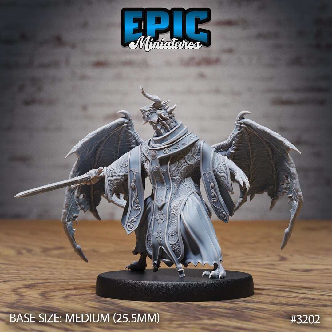 Half Dragon Fighter Miniature | Dragonborn Cleric Sword Miniature | for ...