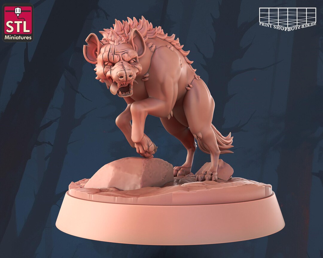 Battle-scarred Hyena Miniature | Attacking Wild Hyena Miniature | Beast ...