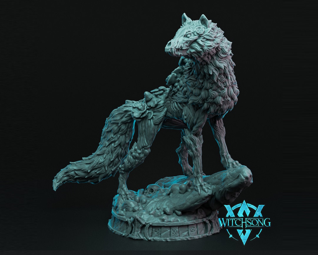 Zombie Wolf Miniature Undead Leader Wolf Figure for D&D 5e, Pathfinder ...