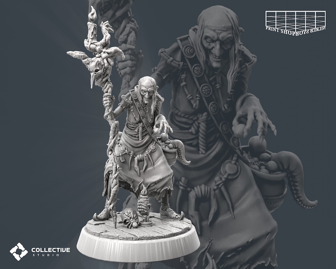 Ghastly Witch Miniature Green Hag Figure Iconic Monsters Forest ...