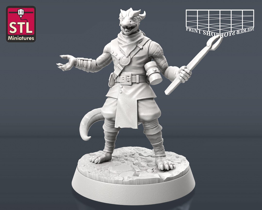 Dragonborn Blacksmith Miniature | Halfdragon Weapon Blacksmith Figure ...