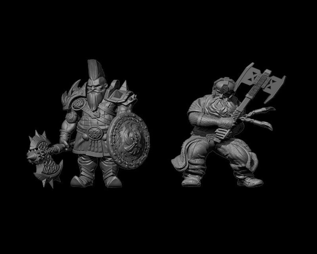 Dwarf Elite Warrior Miniature Set Dwarf Champion Miniature Pack for D&D ...