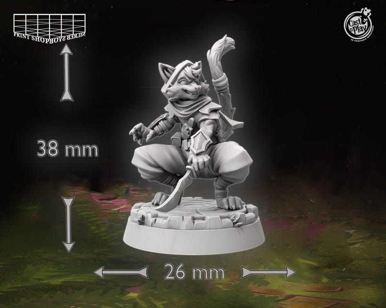 Catfolk Rogue Miniature | Tabaxi Assassin Figure | Woodland Heroes ...