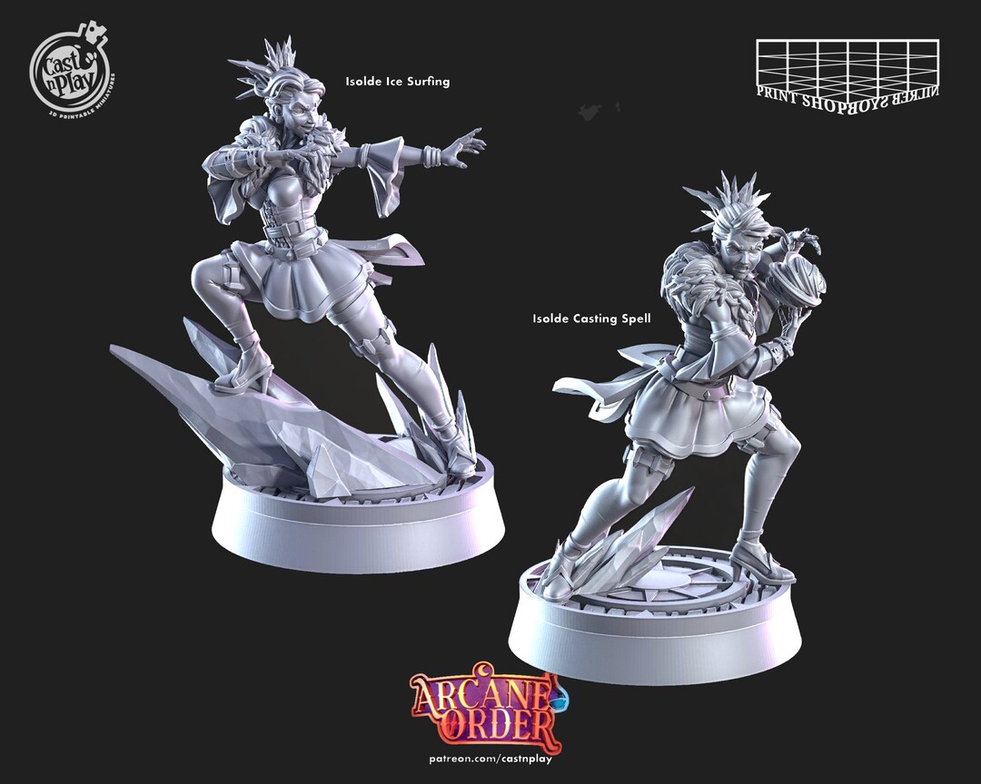 Frost Sorceress Miniature Set Female Ice and Snow Enchantress Figure ...