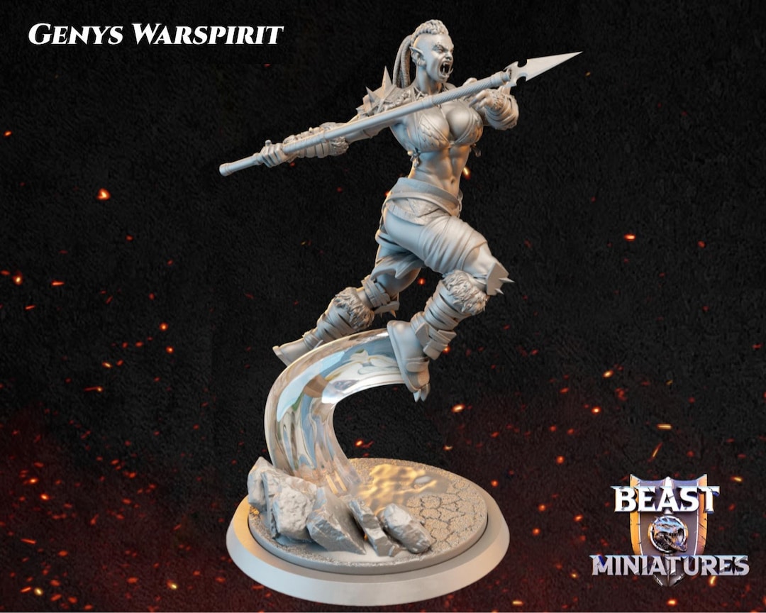 Orc Fighter Miniature Female Orc Fighter Miniature for D&D 5e ...