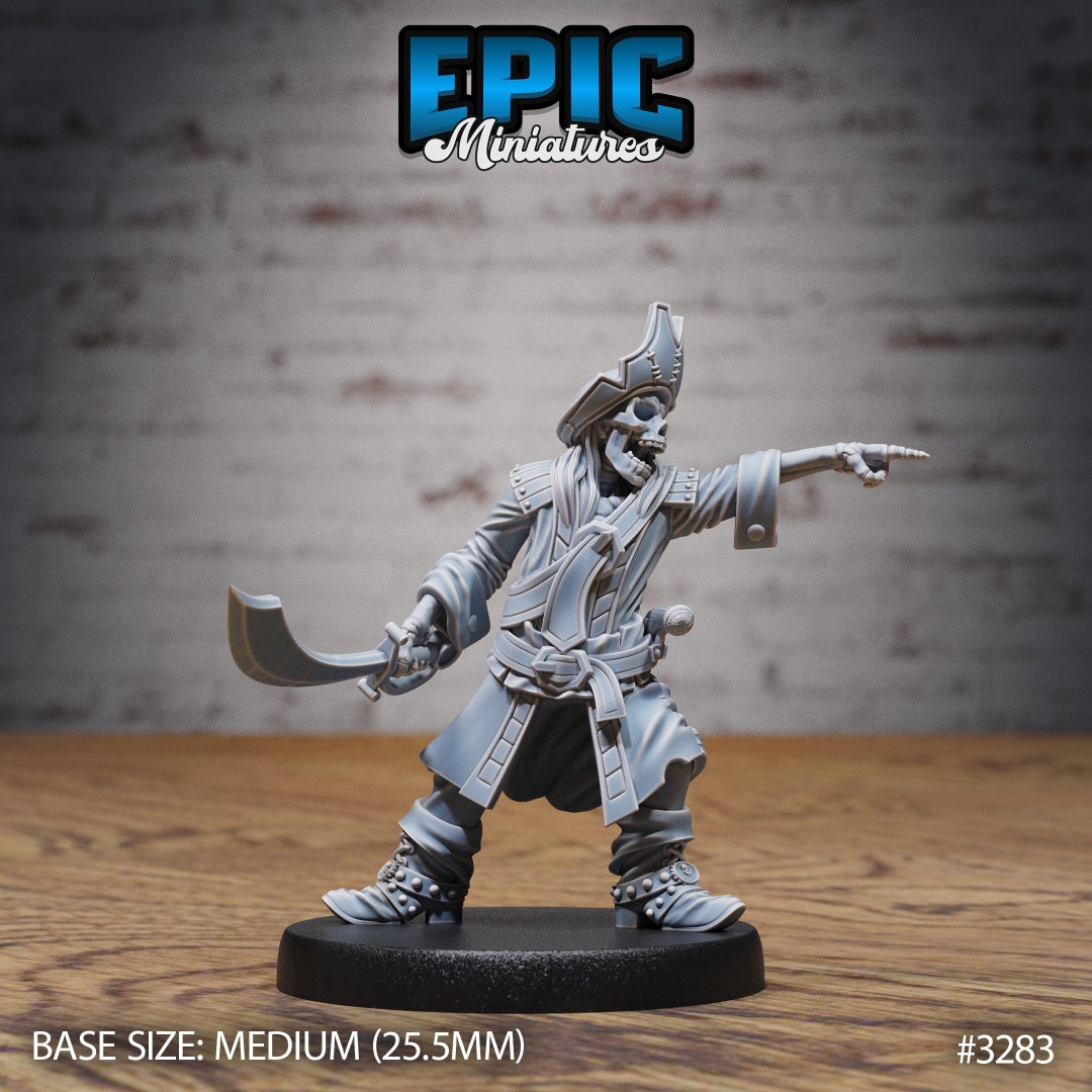 Skeleton Pirate Leader Miniature | Undead Captain | for D&D 5e ...