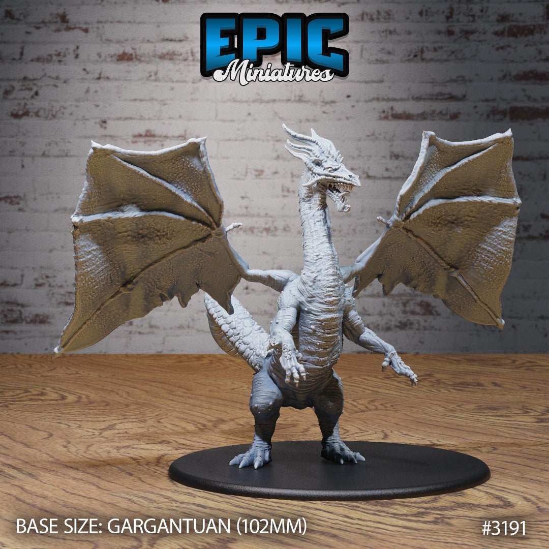 Standing Shadow Dragon Miniature | Giant Dark Wyrm on Its Feet Figure ...