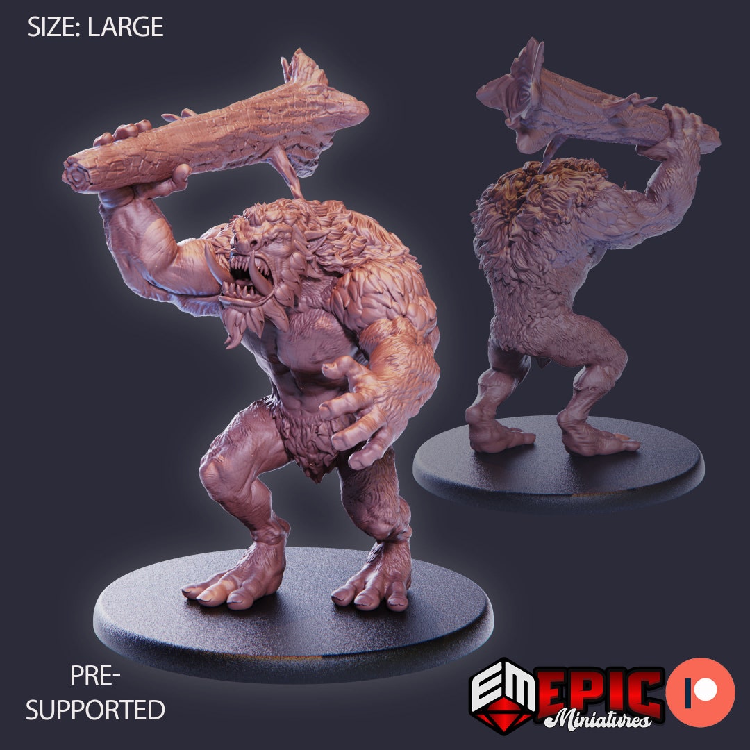 Attacking Troll Miniature Angry Troll Miniature for D&D 5e, Pathfinder ...
