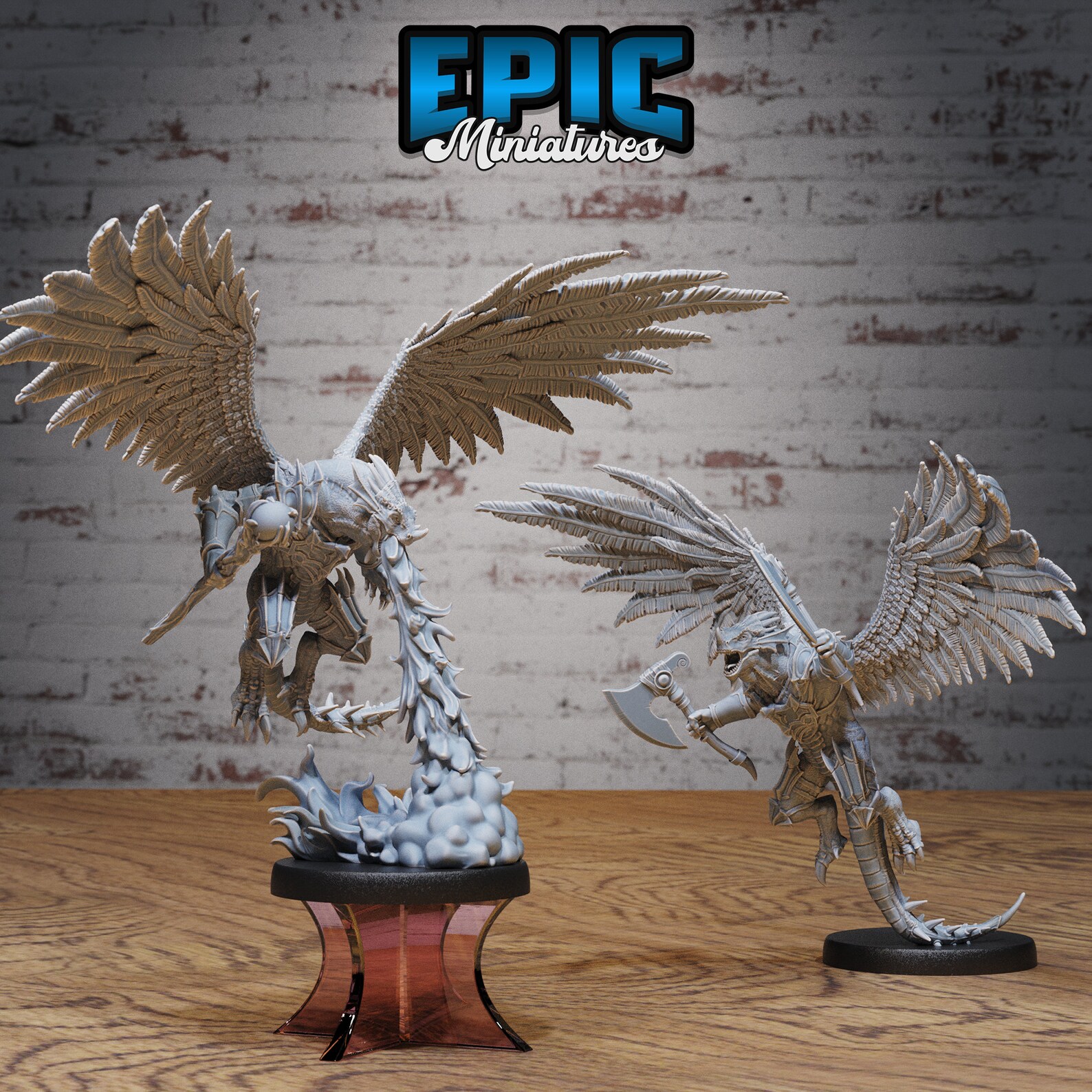 Half Dragon Mage Fire Breath Miniature | Flying Dragonborn Warrior ...