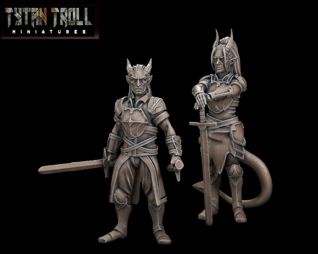 Tiefling Fighter Miniature Set Tiefling Fighter Miniature Pack for D&D ...
