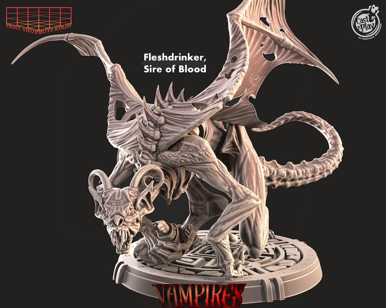 Ancient Vampire Master Miniature | Vampire Oldmaster With Undead Dragon ...