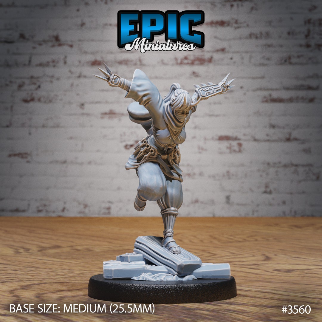 Jumping Oni Assassin Miniature | Female Dark Kunoichi Fighter | for D&D ...