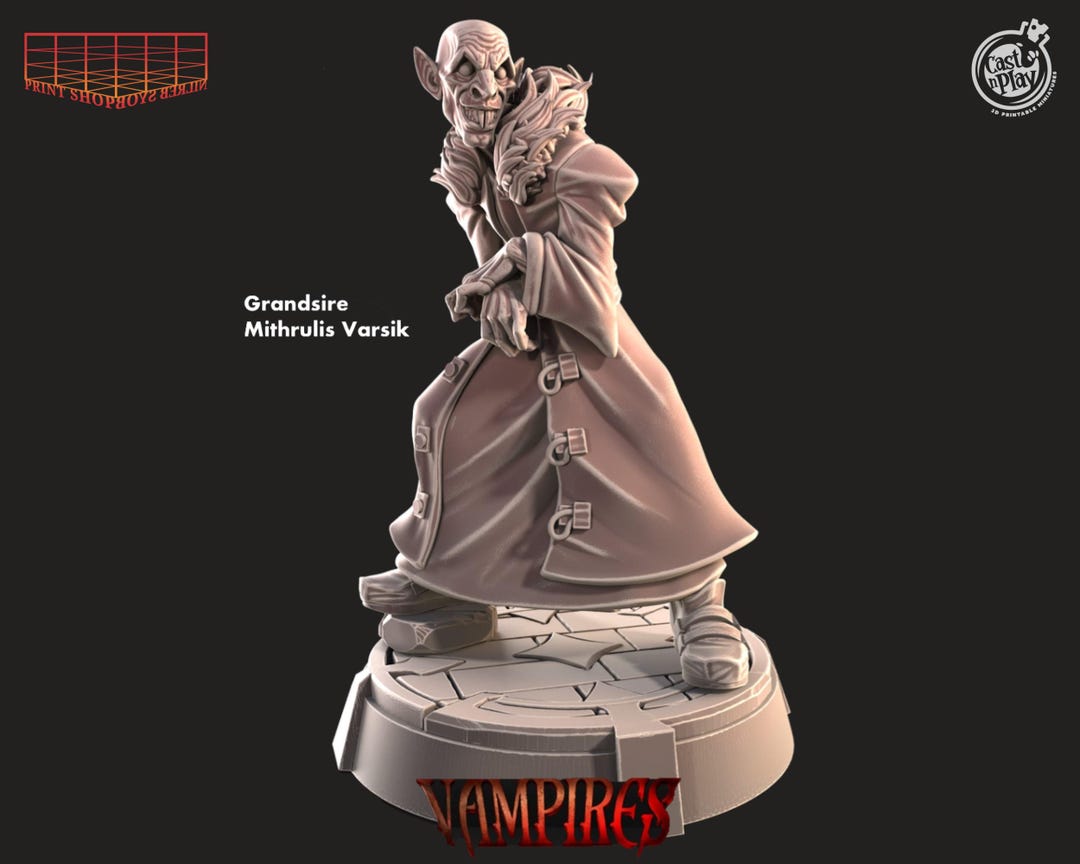 Ancient Vampire Master Miniature | Vampire Oldmaster With Undead Dragon ...
