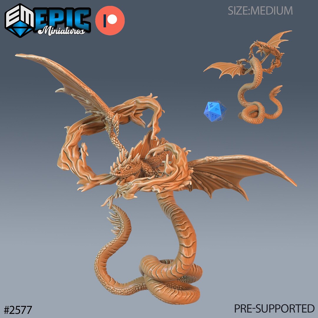 Fire Couatl Miniature Fire Couatl Miniature for D&D 5e, Pathfinder and ...