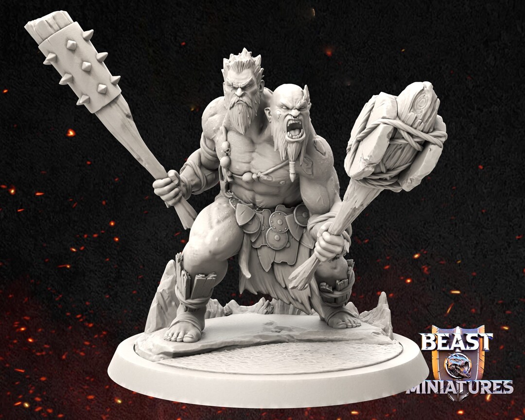 Double-headed Giant Miniature Ettin Miniature for D&D 5e, Pathfinder ...