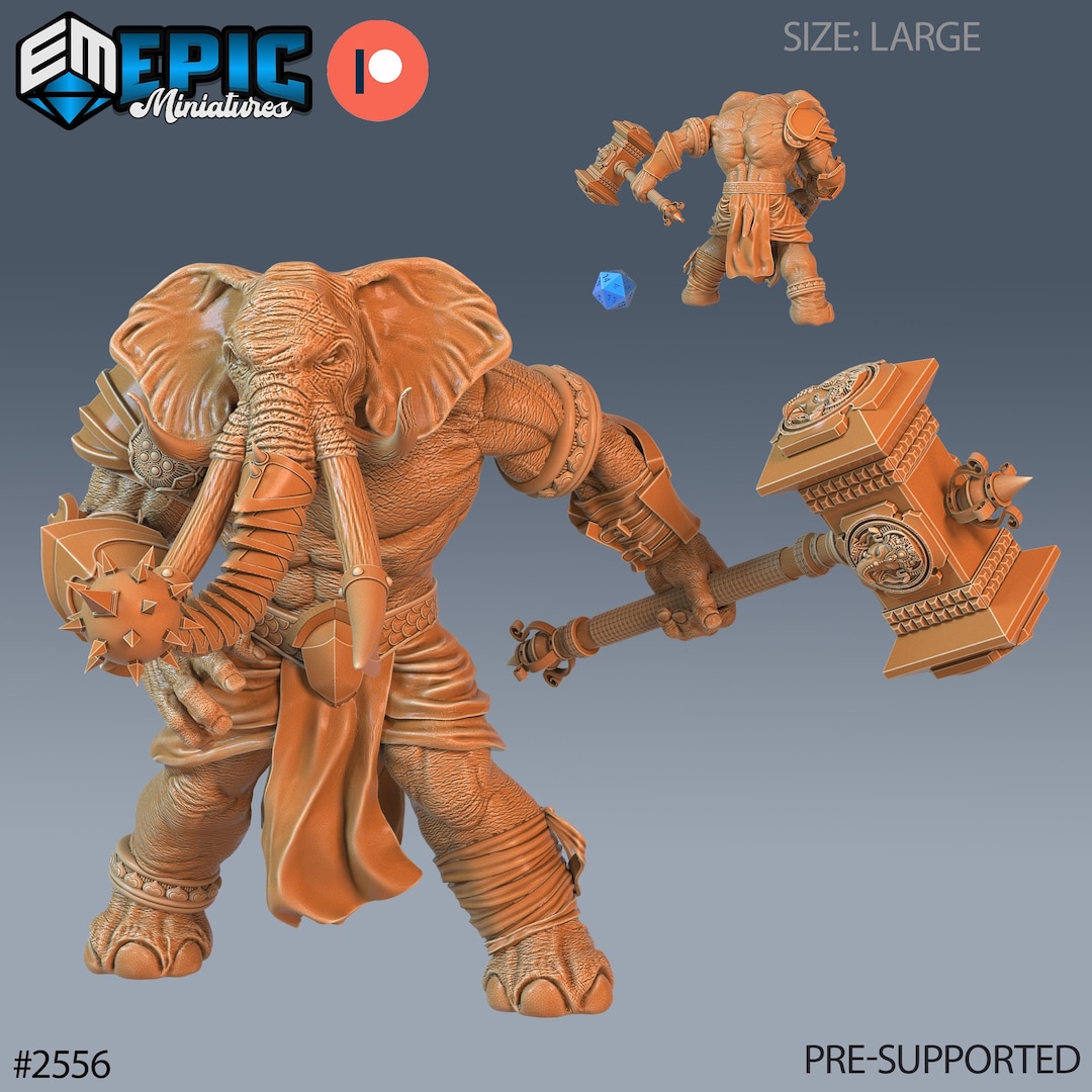 Elephant Folk Fighter Miniature Elephant Folk Fighter Miniature for D&D ...