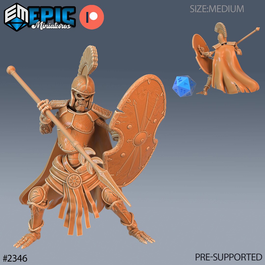 Skeleton With Shield and Spear Miniature Skeleton Shield and Spear for ...