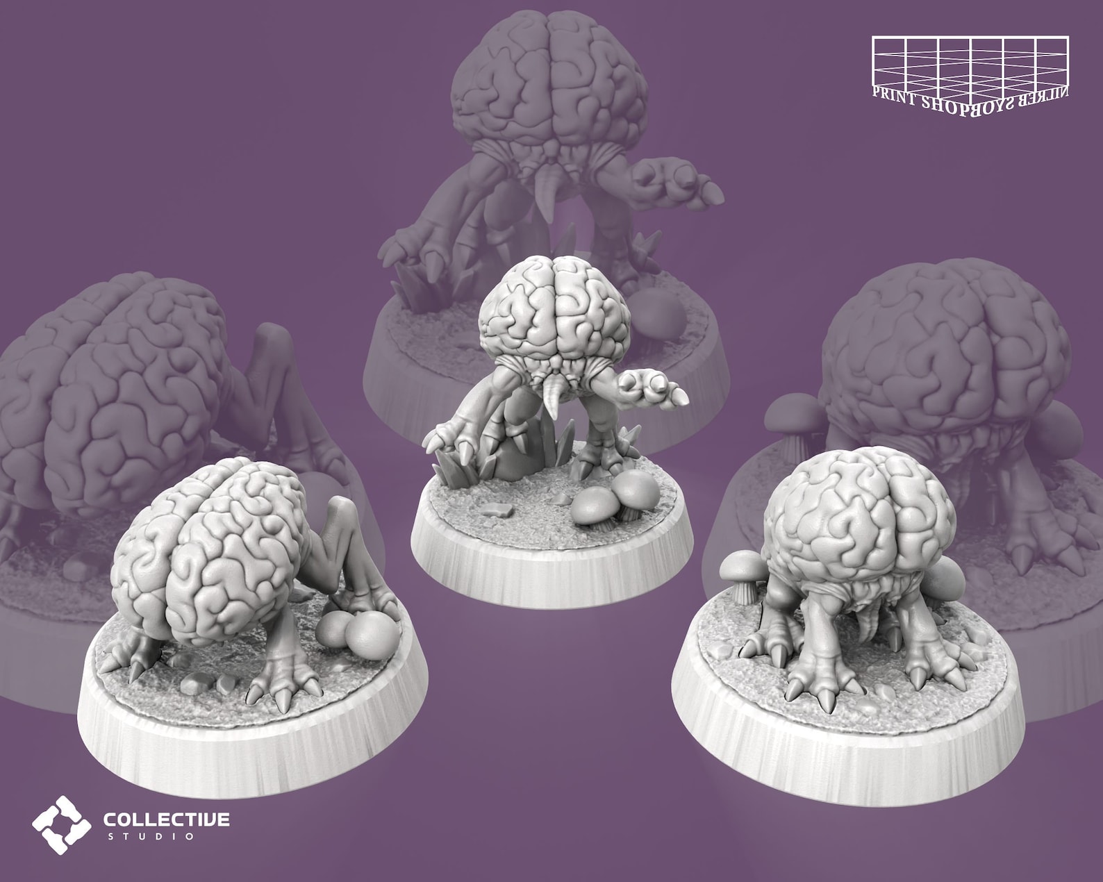 Intellect Devourer Miniature Set | Walking Brains Figure Pack ...