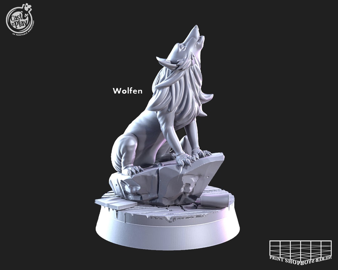 Young Wolf Miniature Arcane Wolf Howling Figure Companion Beast Highly ...