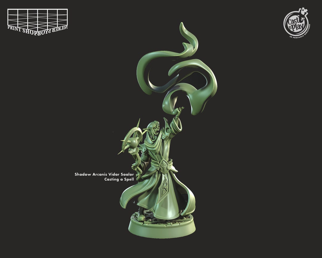 Dark Elf Spellcaster Miniature Elf Cultist Wizard Figure 3 Poses Boss ...