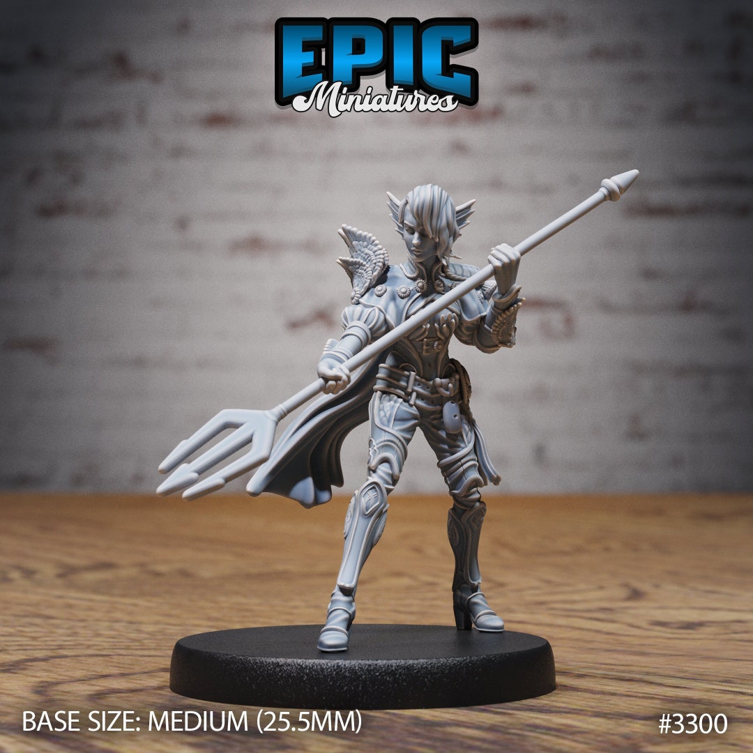 Defending Tritonin Miniature | Female Merfolk Trident Fighter Figure ...