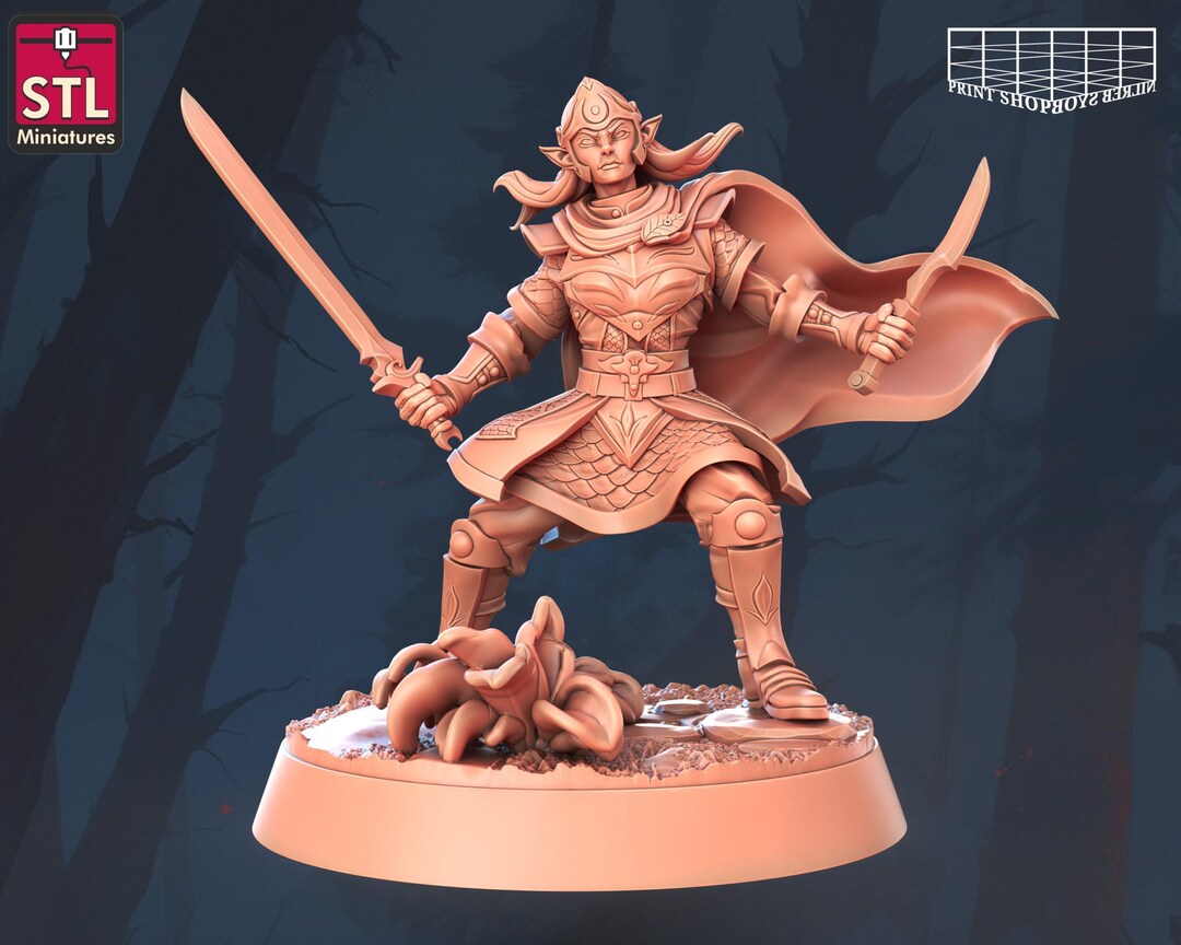 Elvish Swordmaster Miniature Female Elven Camp Guard Figure Heroic ...
