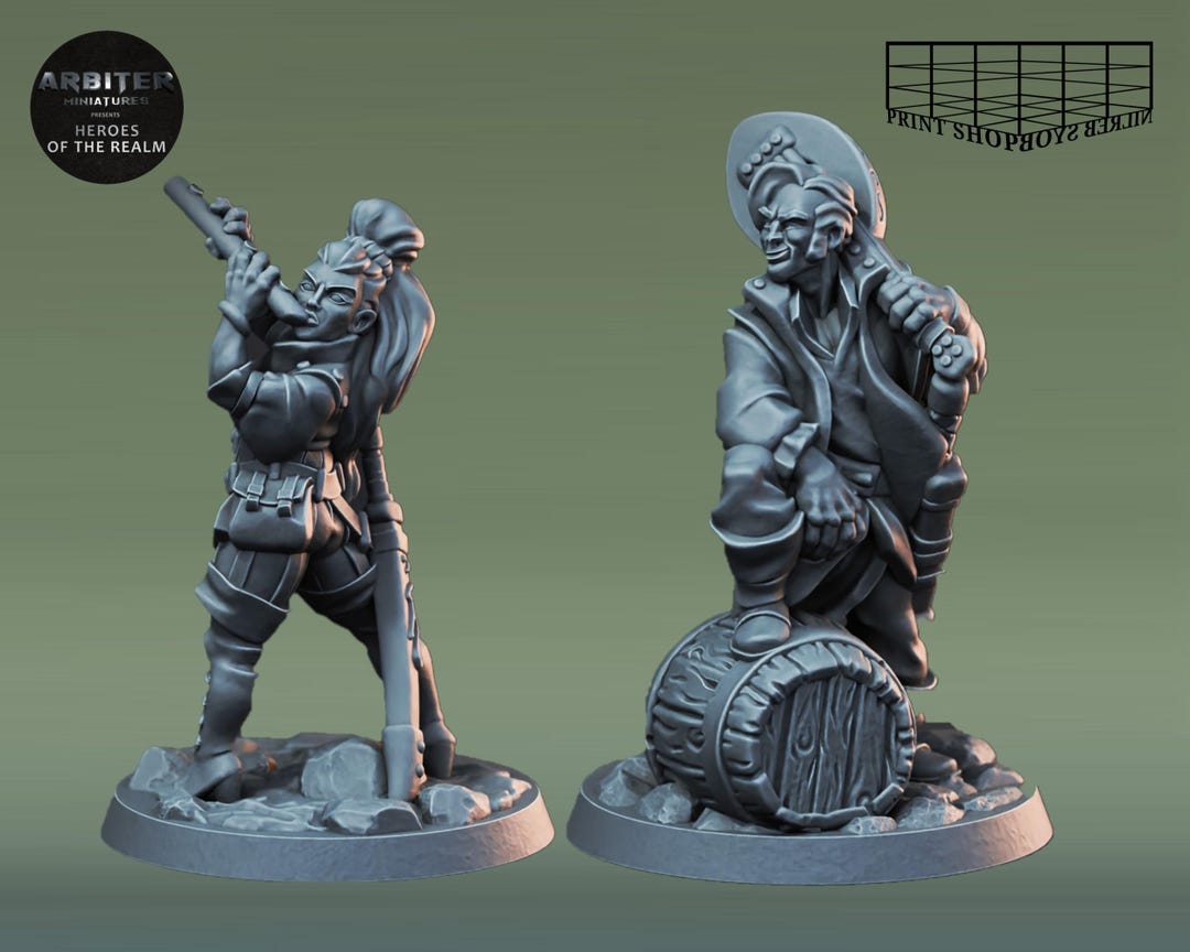 Bard Miniature Set | Musician Couple Figure Pack | Heroic Character ...