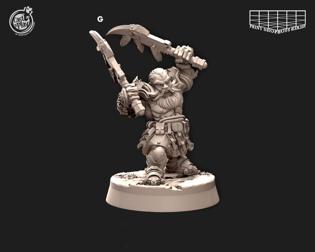 Dwarf Fighter With Two Swords Miniature Shield Dwarf Barbarian Swashbuckler Figure for D&D 5e ...