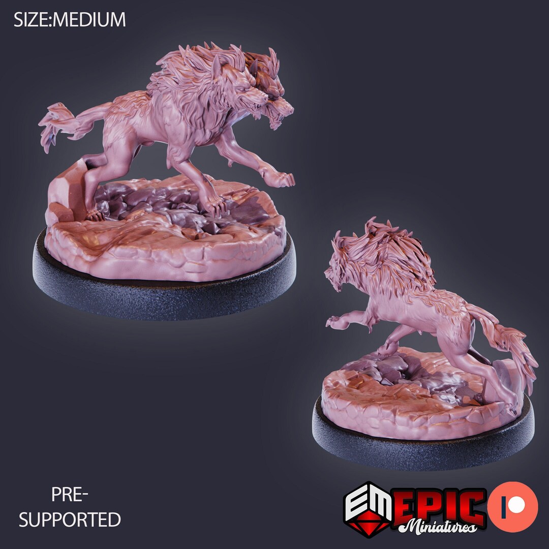Attacking Death Dog Miniature | Death Dog Attacking Miniature | for D&D ...