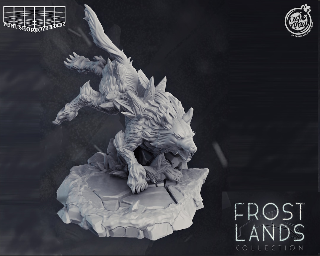 Frost Wolf Attacking Miniature Dire Wolf Figure Pack 3 Poses Companion ...