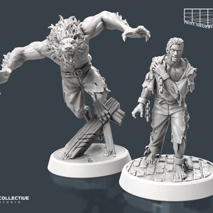 Werewolf Miniature Set Lycan Miniature Set Iconic Monsters for D&D 5e ...