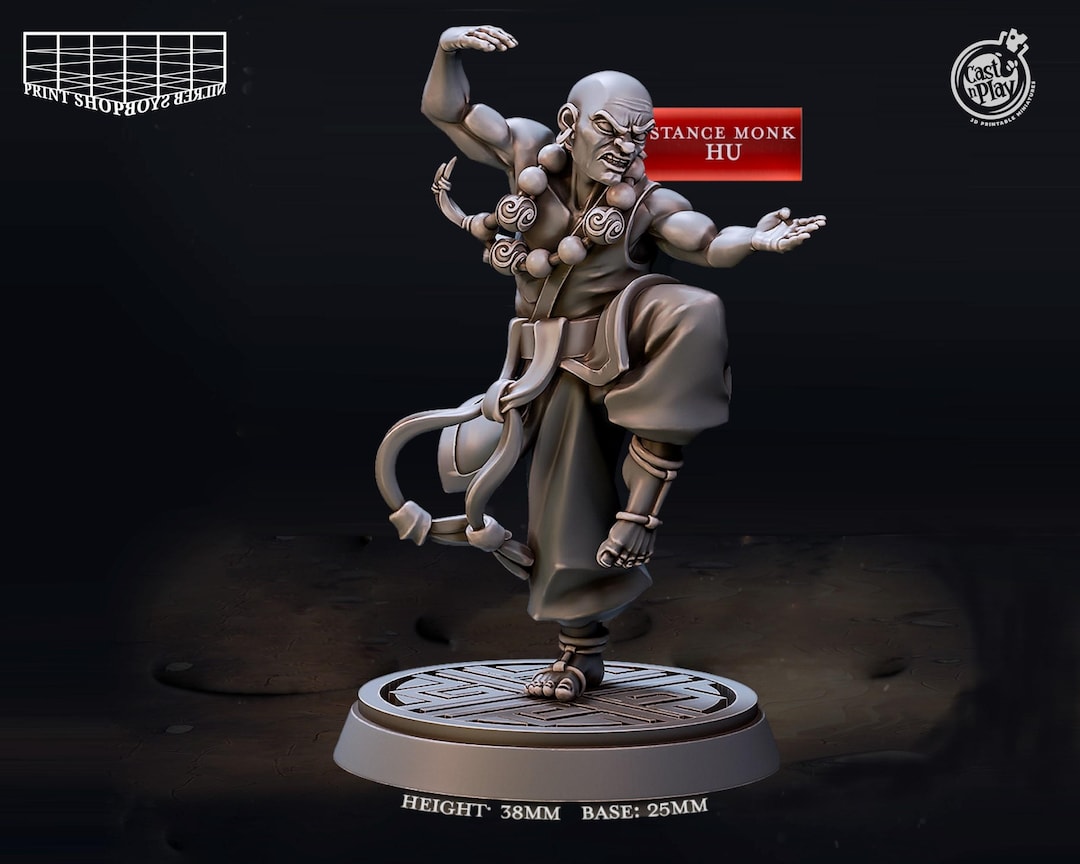 Martial Arts Monk Miniature Human Monk Attacking Figure Asian Adventure ...