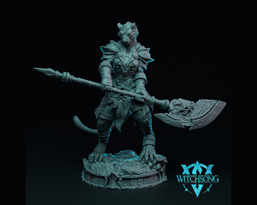 Catfolk Fighter Miniature | Female Leonin Barbarian | for D&D 5e ...