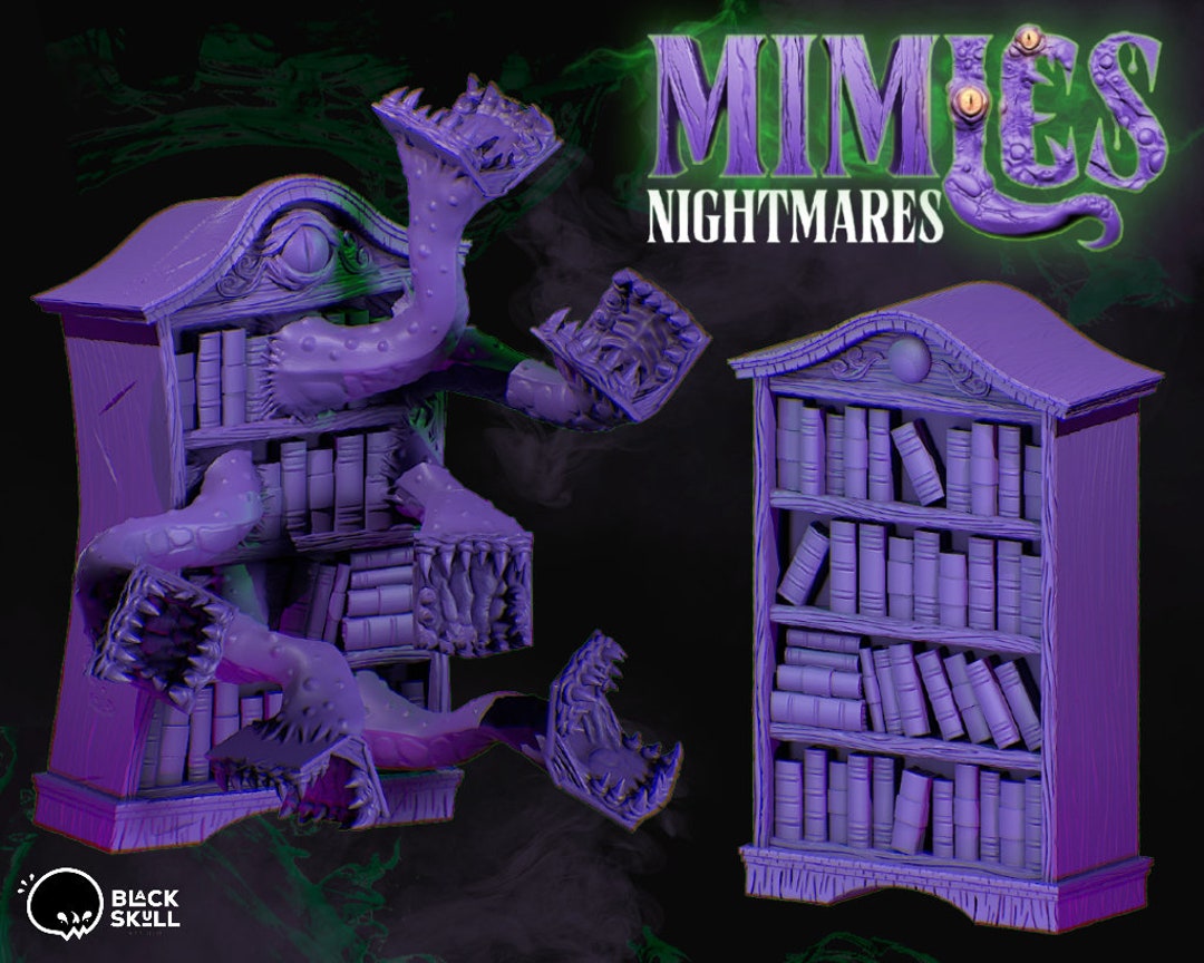 Mimic Bookshelf Miniature | Mimic Book Shelf Set Miniature | for D&D 5e ...