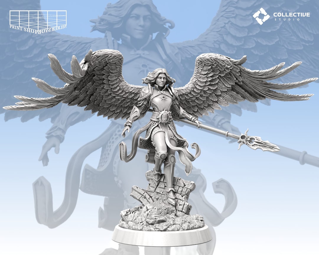 Aasimar Paladin Dianna Miniature | Female Angel Knight Figure | Heroine ...