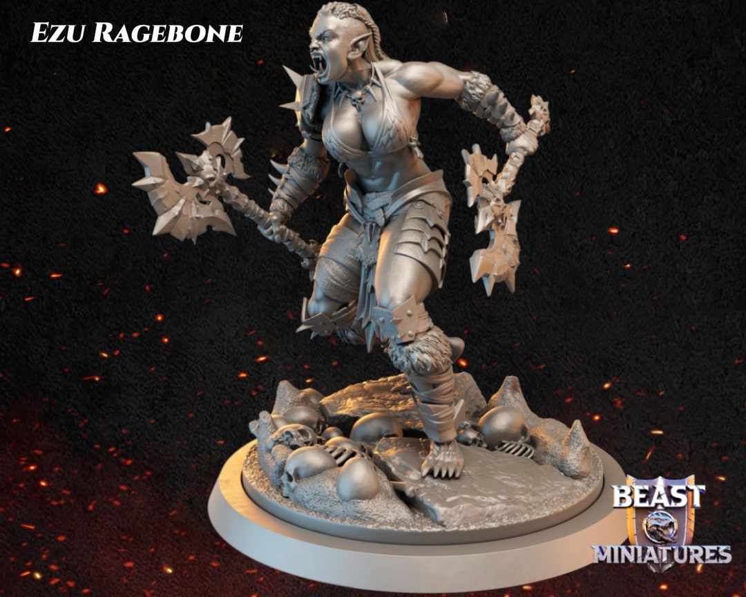Female Half Orc Barbarian Miniature | Female Orc Skirmisher Miniature ...