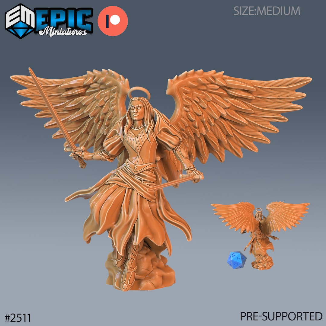 Male Angel Miniature Angel Male Fighting Miniature for D&D 5e ...