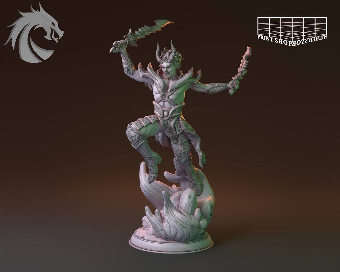 Tiefling Sword Fighter Miniature Hexblade Warlock Miniature for D&D 5e ...