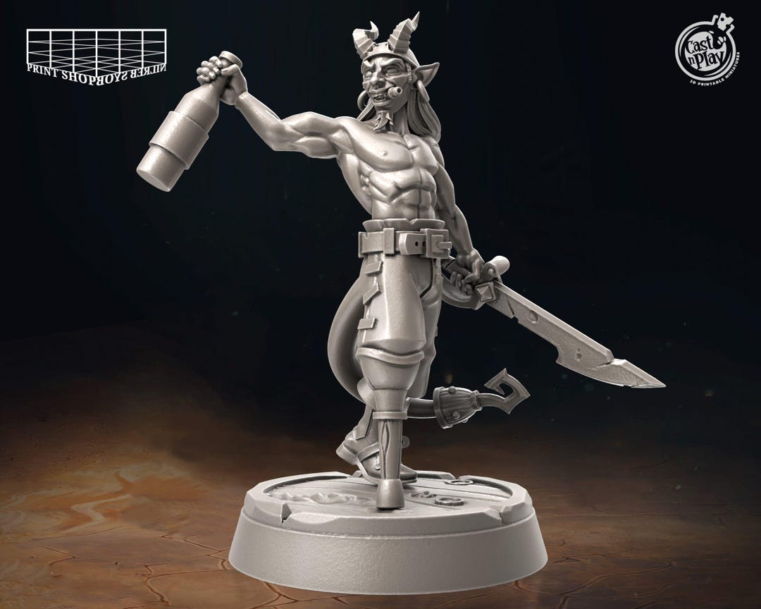 Tiefling Seafarer With Wooden Leg Miniature | Corsaire Tiefling ...