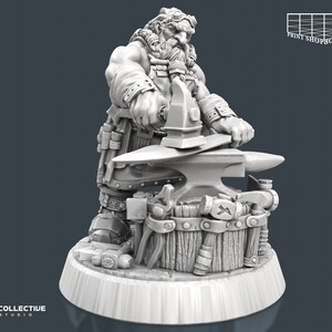 Dwarf Weaponsmith Miniature | Dwarven Blacksmith Figure | Townsfolk ...