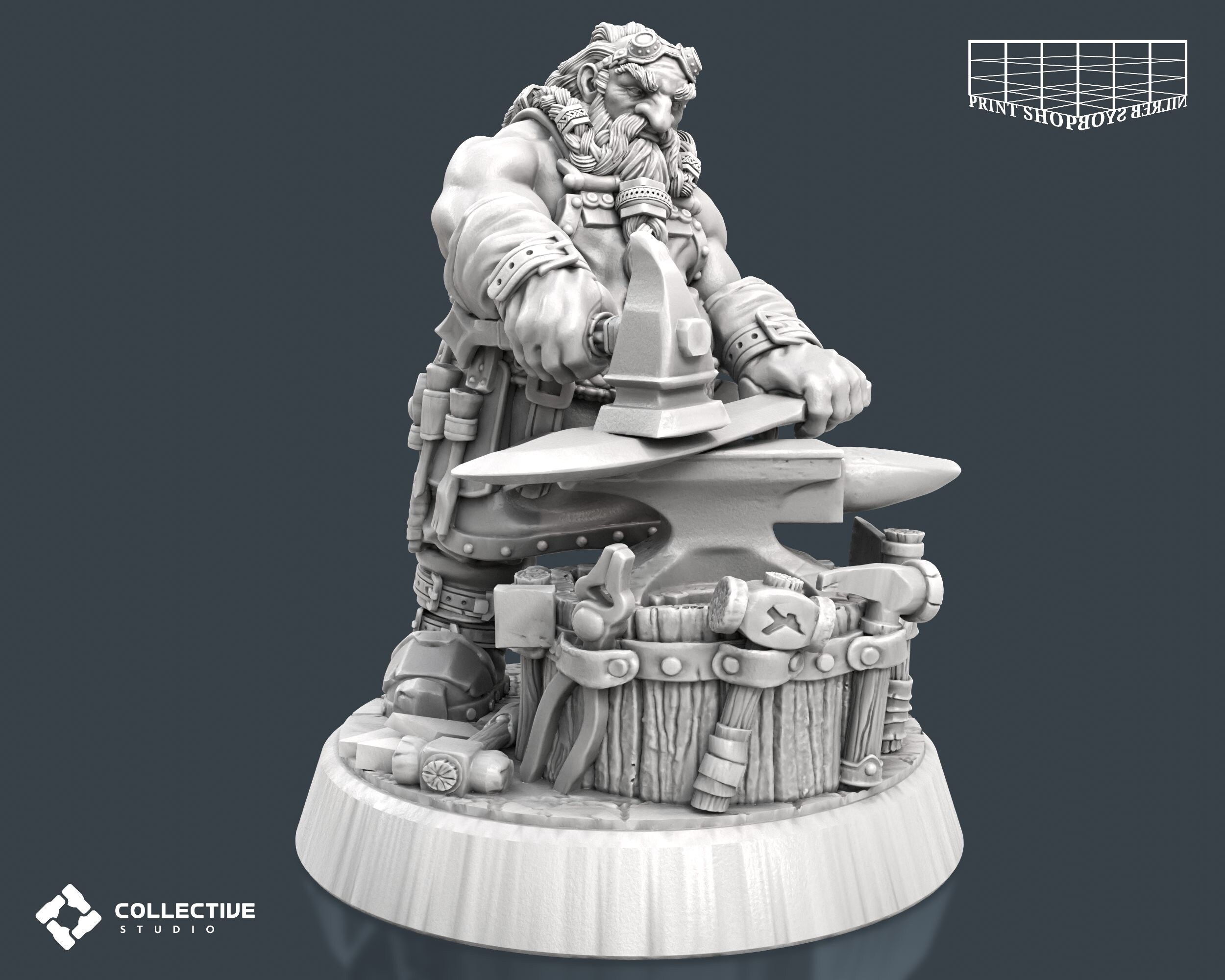 Dwarf Weaponsmith Miniature | Dwarven Blacksmith Figure | Townsfolk ...