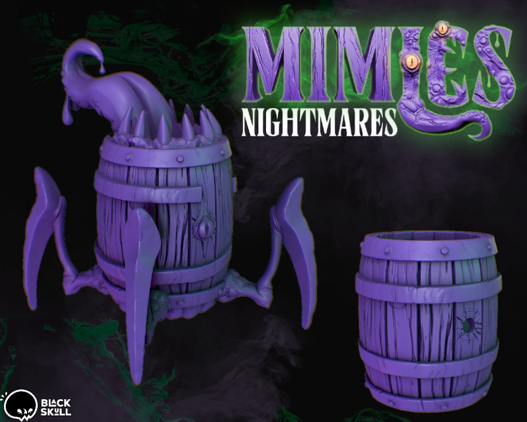 Mimic Barrel Miniature Mimic Barrel Set Miniature for D&D 5e ...